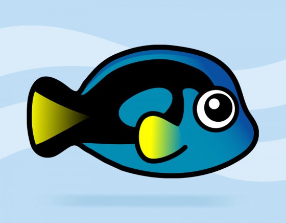 Cute Cartoon Blue Tang by Scubadorable